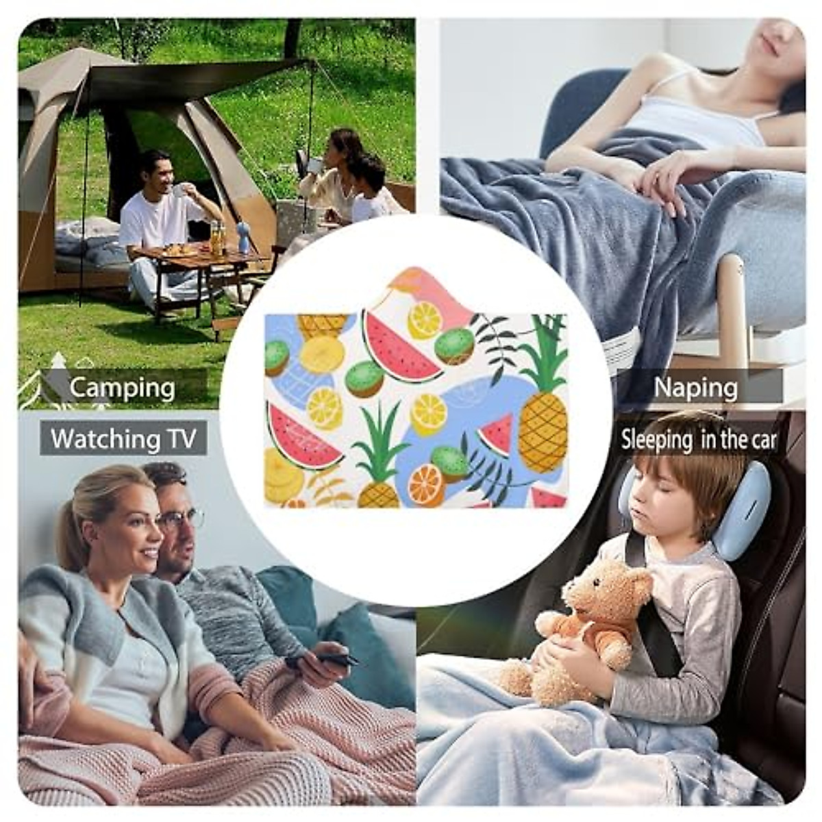 TaoYTao 60"x80" Women Summer Fruit Pattern Blanket Hoodie, Foldable Wearable Funny Hooded Blanket Robe Cloak, Christmas Birthday Gifts Anniversary For Wife Girlfriend Women