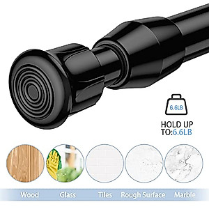 AIZESI 2PCS Tension Rod Tier Window Short Curtain Rod,16 to 28inch,black,small Short Expandable Spring Loaded Curtain Tension Rods for Cupboard,kitchen，small Window