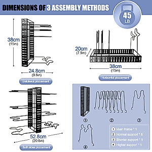 Almcmy Pan Organizer Rack,Pot Rack with 3 DIY Methods,Adjustable Pots and Pans Organizer with 8 Tiers,Heavy Duty Pot Organizer for Kitchen Organization Storage,Send a Cleaning Cloth