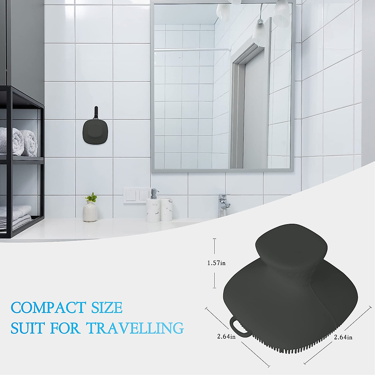 INKERLEE Silicone Face Scrubber Exfoliator Brush, Manual Facial Cleansing Exfoliating Brush, Gentle Face Scrub Wash Brush for Women and Men (Black)