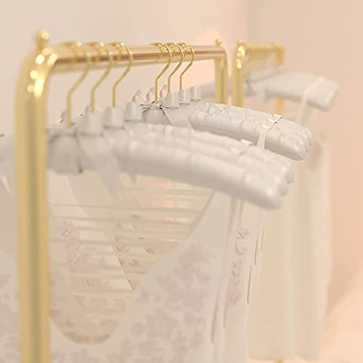 HANGERWORLD 4 Ivory 17inch Classic Satin Padded Hangers for Wedding Dress Non-Slip with Gilt Hook