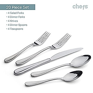 Chefs 18/10 Stainless Steel 44pc Flatware Set, Service for 8, Mesa Satin