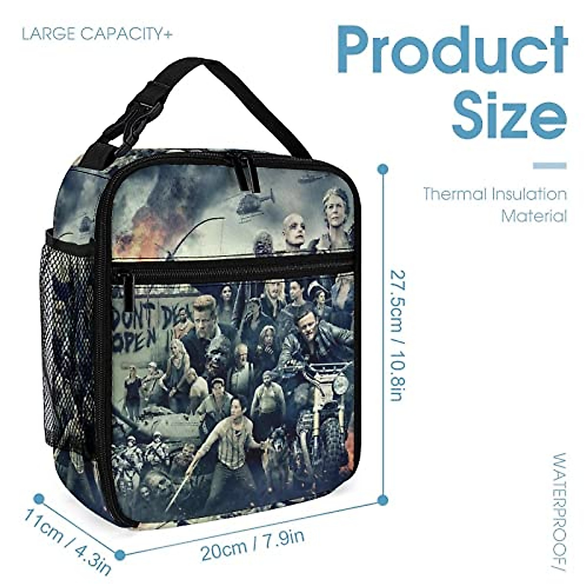 Leakproof Portable Insulation Lunch Tote The Apocalyptic Walking Horror Drama Dead Lunch Bag Gourmet Cooler Pouch Warm Pouch for Parties Lunch Box Storage Organizer