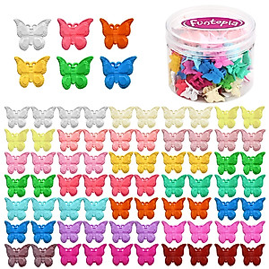 Butterfly Hair Clips for Girls Women, Funtopia 72Pcs Small Hair Claw Clips with Box Package, Cute Non Slip Mini Plastic Jaw Clips, 18 Assorted Colors