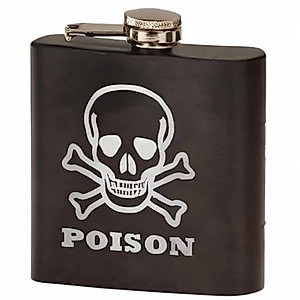 Rogue River Tactical Funny Poison Skull and Crossbones Stainless Steel Hip Flask Premium Matte Black Makes a Great Gift For Him Dad Father Gag Joke Gift