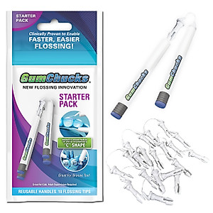 GumChucks Orthodontic Flossers Dental Floss - Floss for Braces - Brace Floss Picks - Gum Flossing Picks - Ortho Dental Flossers (Adult Starter Pack)