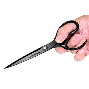 Seki Japan Japanese Multipurpose Scissors, 7.3 inch Fluorine Coating Stainless Steel Blade Office Shears for Cutting Paper Craft Fabric Photos