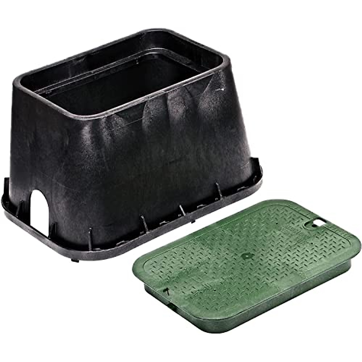NDS 113BC1PK 14 in. X 19 in. Rectangular Standard Series Valve Box and Cover, 12 in. Height, Irrigation Control Valve Lettering, Black Box, Green Overlapping Cover, Black/Green