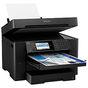 Epson Workforce Pro WF-7840 Wireless Wide-Format All-in-One Color Inkjet Printer, Black - Print Scan Copy Fax - 4.3" LCD, 25 ppm, 4800x2400 dpi, 13"x19", 50-Sheet ADF, Auto 2-Sided Printing, Ethernet