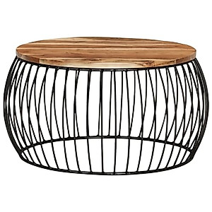 QJBSAVVA Coffee Table Ø26.8 Solid Acacia Wood,Bedside Tables Side Tables End Tables Entrance Tables Suitable for Meeting Rooms, Reception Rooms, Offices