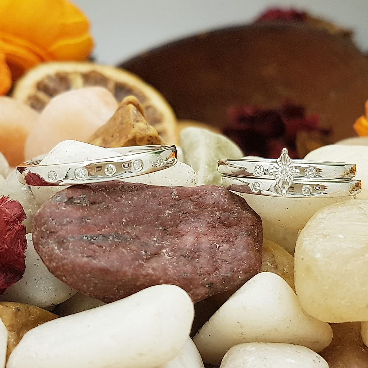 Dazzlingrock Collection 0.10 Carat (ctw) Round White Diamond Men & Women Wedding Rings Trio Bridal Set for Couple | 10K White Gold, Womens size 7 and Mens size 10