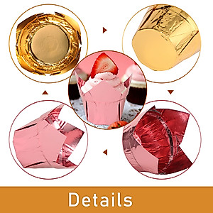 Webake Tulip Cupcake Liners, 100pcs Gold Muffin Liners Baking Cups, 3.5 Ounce Disposable Rose Gold Cupcake Cups, Jumbo Aluminum Foil Cupcake Wrappers for Party, Wedding, Birthday, Christmas