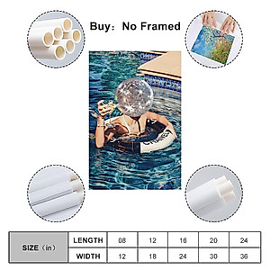 Posters For Room Funky Wall Decor Cocktail Wall Art Summer Pool Party Unique Decoration Blue Funny B Poster Art Decor Painting Aesthetic Wall Art Canvas for Bedroom Decor 12x18inch(30x45cm) Style