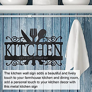 QUEEN KING Metal Kitchen Wall Decor, Kitchen Signs Wall Decor, Rustic Metal Kitchen Decor Sign, Country Farmhouse Wall Art Decoration for Home, Kitchen or Dining Room 13.8 x 8.8 Inches (Black)