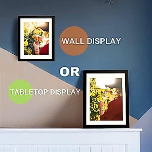 AINAHYVA Picture Frames 8x10 Picture Frame Set of 3, Made of High Definition Plastic Glass for 5x7 with Mat or 8x10 Without Mat, Table Top and Wall Mounting Decor, Pre-Installed Wall Mounting Hardware (Black)