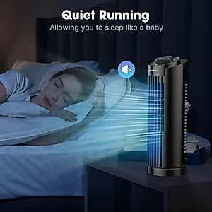 Grelife Tower Fan, 70° Oscillating Fan with 3 Speeds, Fast Cooling, Quiet Operation, Portable Bladeless Fan, 13" Desk Tower Fan for Bedroom Home Office Desktop