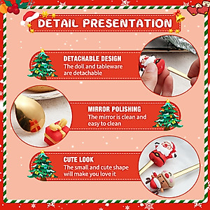 Ganbaro® Christmas Forks and Spoons, Dessert Forks and Spoons, Christmas Cutlery 3 Christmas Spoons and 3 Christmas Forks Stainless Steel Set with Gift Box for Festive Celebrations