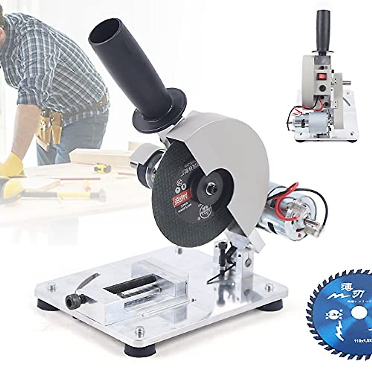 Micro Cutting Machine, Portable Table Saw 9000r/Min Soft Material Micro Miter Saw Powerful Miter Saw for Cutting Wood Plastic Acrylic Bamboo Material