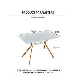 White Dining Table, Simple Modern Kitchen Table with Metal Shelf&Transfer Legs, Office Table, White