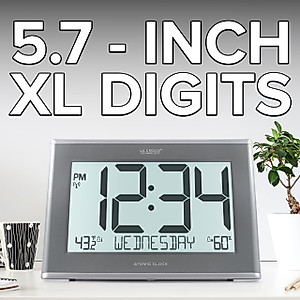 La Crosse Technology 513-21867-INT Extra-Large Slim Atomic Digital Clock with Backlight