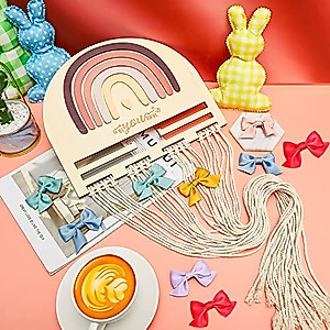 Rainbow Hair Bows Holder Girl Clip Bow Organizer Baby Hair Accessories Storage Headband Hanger for Baby Girls Room Wall Hanging Decor