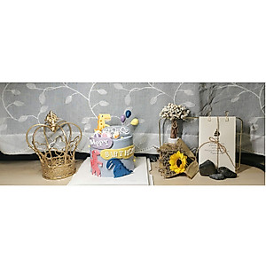 Yamfurvo Royal Metal Desktop Crown Decor, Decorative Centerpiece Crown Sculpture for Wedding, Christmas,Party Table, Baby Shower, Antique Home Decor, Gold