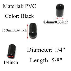 Pro Bamboo Kitchen 60pcs 1/4" Rubber Cap Protective Cover Rubber Plug Soft PVC Thread Protection Cap Plastic Rubber Dust Cover Black Fits 1/4 Inch Screws and Bolts