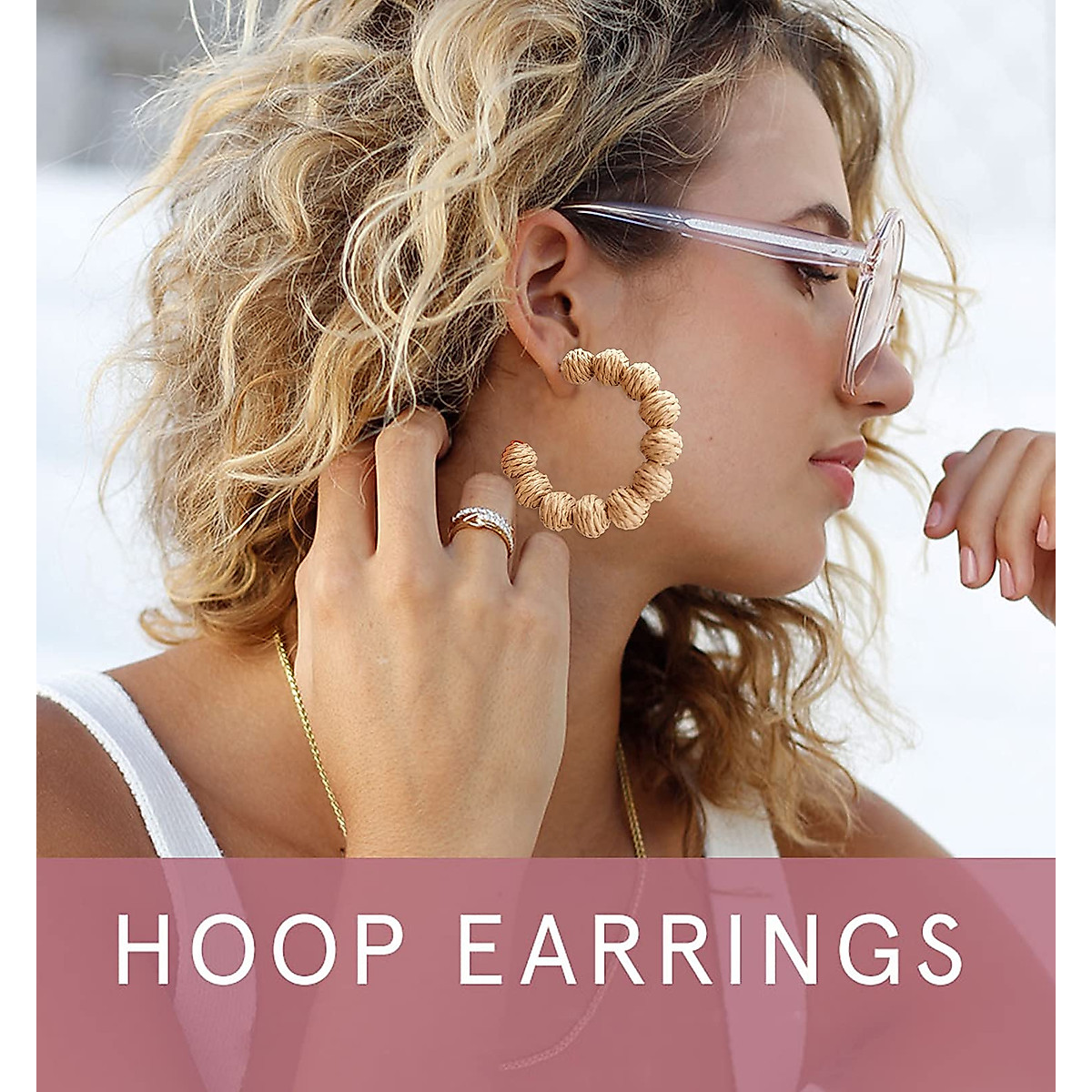 Rattan Earrings Statement Rattan Ball Hoop Earrings for Women Woven Bohemian Earrings Handmade Straw Wicker Braid Big Drop Dangle Earrings for Women Summer Beach Jewelry