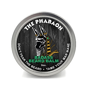 Badass Beard Care Beard Balm - The Pharaoh Scent, 2 Ounce - All Natural Ingredients, Keeps Beard and Mustache Full, Soft and Healthy, Reduce Itchy and Flaky Skin, Promote Healthy Growth