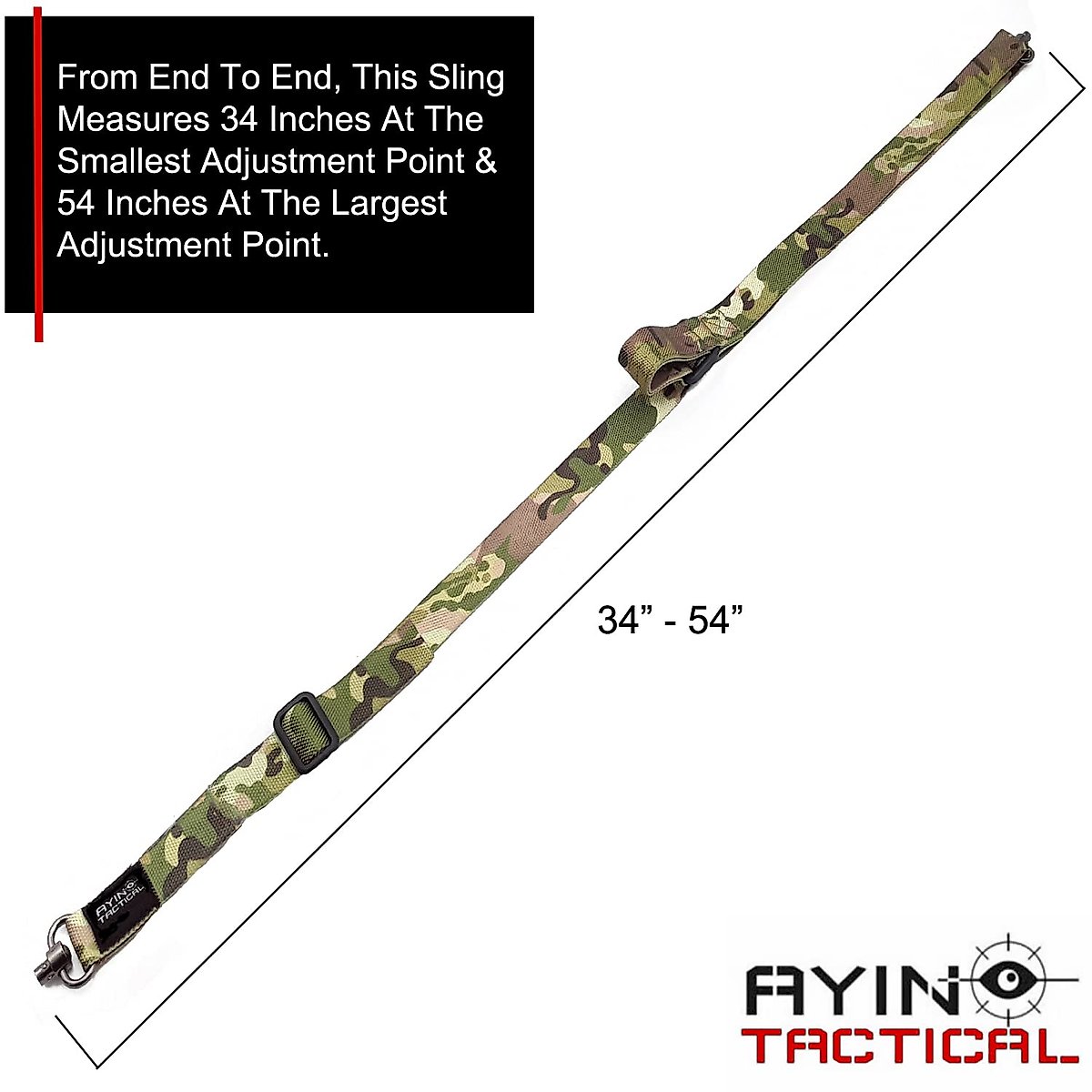 Two Point Sling with Push Attachment, Quick Thumb Loop Adjustment, and Sling Swivels - Color Options Available | AYIN (Black)