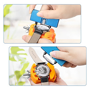 JOREST Watch Battery Replacement Tool Kit, Watch Wrench Back Remover for Rotate Open Watch Cover, Watch Case Opener Set with Watch Back Remover Holder, Only for Grooved Watches