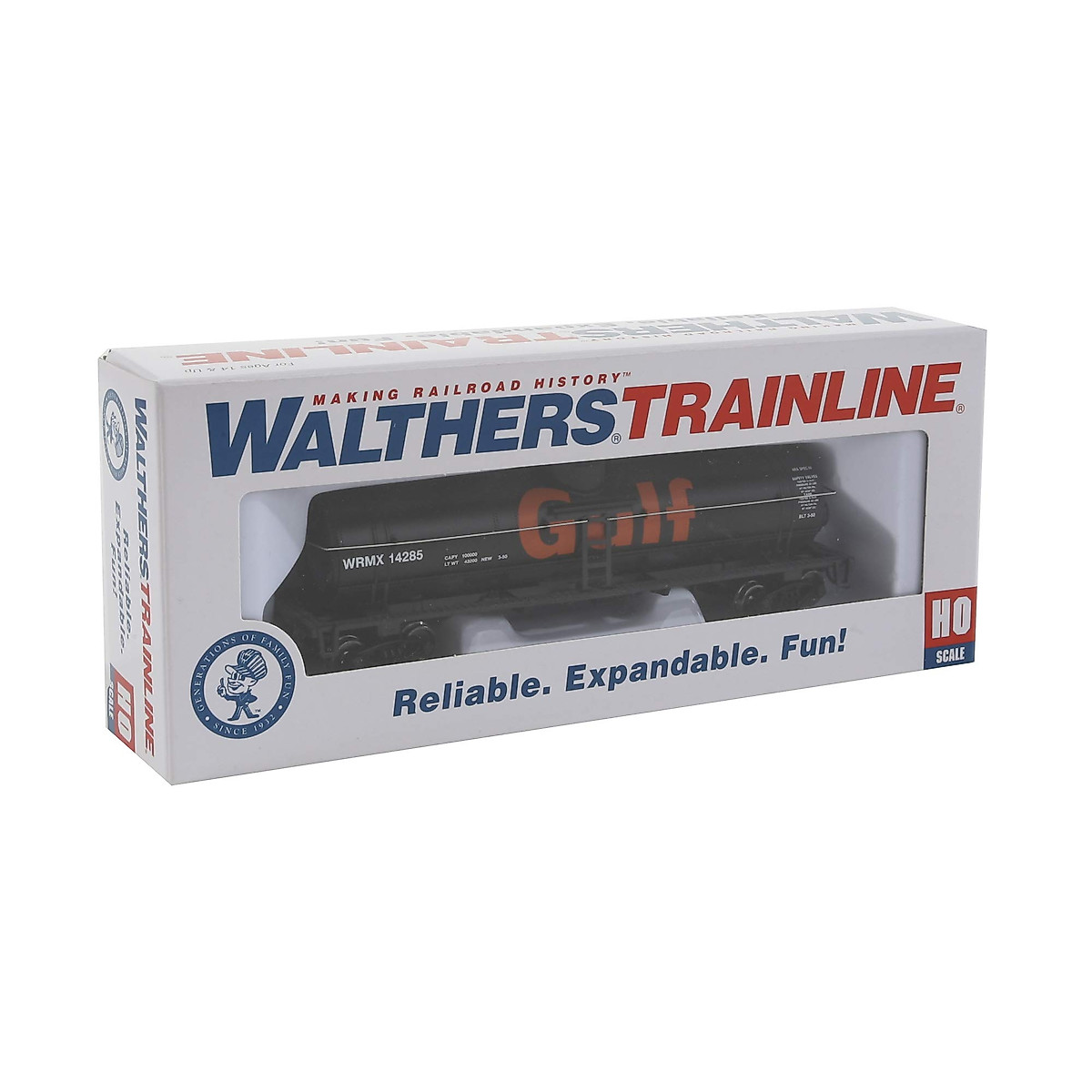 Walthers Trainline HO Scale Model 40' Tank Car with Metal Wheels - Gulf Oil Company