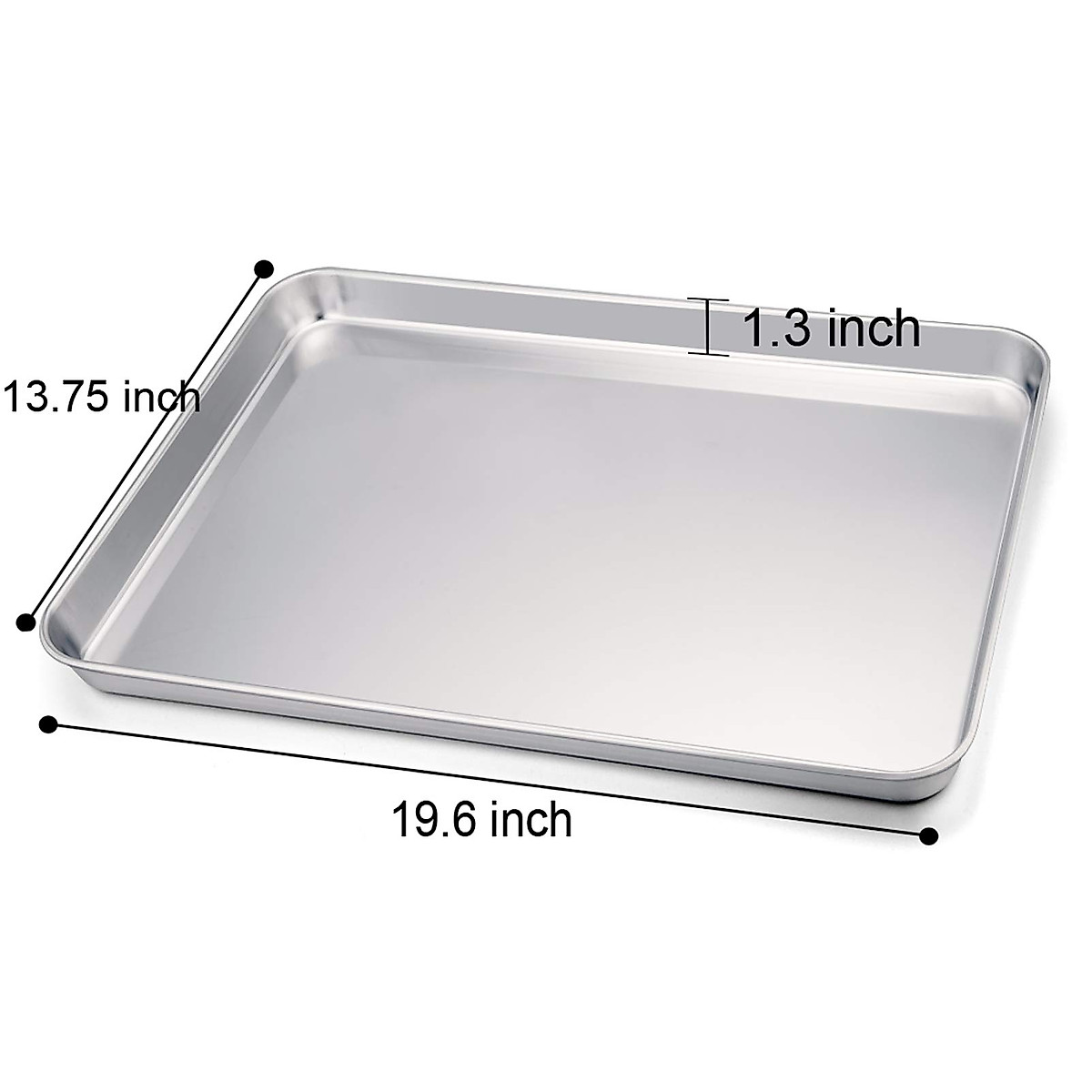 TeamFar Baking Sheet, 20’’×14’’×1’’, Cookie Sheet Half Sheet Baking Pans Stainless Steel, Non Toxic & Healthy, Heavy Duty & Thick Gauge, Mirror Finish & Dishwasher Safe - 2 Piece