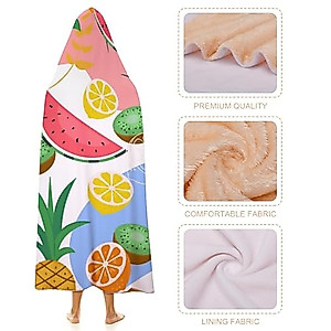 TaoYTao 60"x80" Women Summer Fruit Pattern Blanket Hoodie, Foldable Wearable Funny Hooded Blanket Robe Cloak, Christmas Birthday Gifts Anniversary For Wife Girlfriend Women