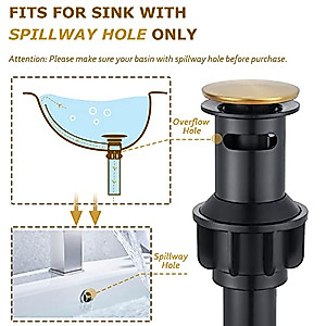 Hangoro Widespread Bathroom Faucet, Brush Gold 2-Handle Faucets for Bathroom Sink, Rough-in Valve & Pop Up Drain Included, Touch On Bathroom Faucets for Vanity, Lavatory, Bathroom(L2304-BG)