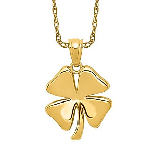 IceCarats 14K Yellow Gold 4 Leaf Lucky Clover Shamrock Flower Necklace Heart Claddagh Celtic Charm Pendant Irish Jewelry Only