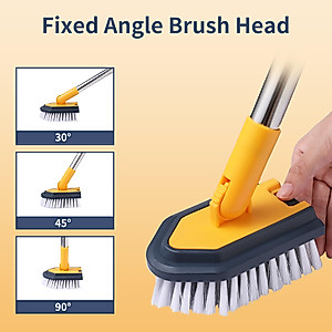 BOOMJOY Tub Cleaner Brush with Long Handle, 55" Extendable Tub Scrubber with Locking Head, No Scratch Shower Cleaning Brush for Bathtub, Bathroom Ceilings, Toilet, Kitchen, Tile, Sink