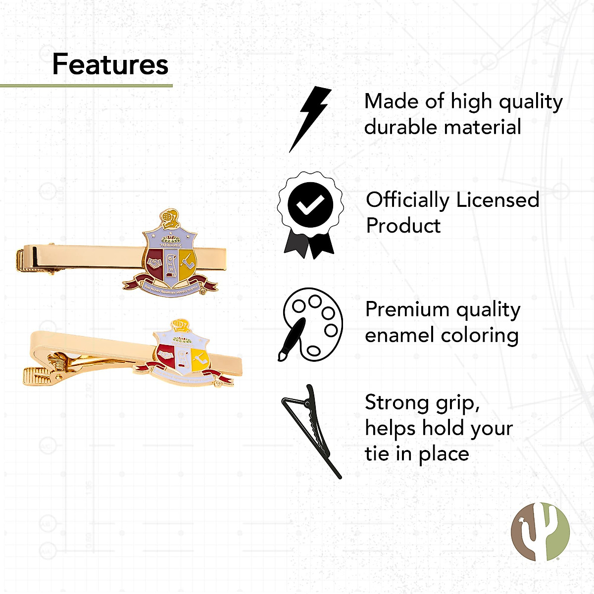 Desert Cactus Kappa Alpha Psi Fraternity Crest Tie Bar Greek Formal Wear Blazer Jacket Nupe (Crest Tie Bar)