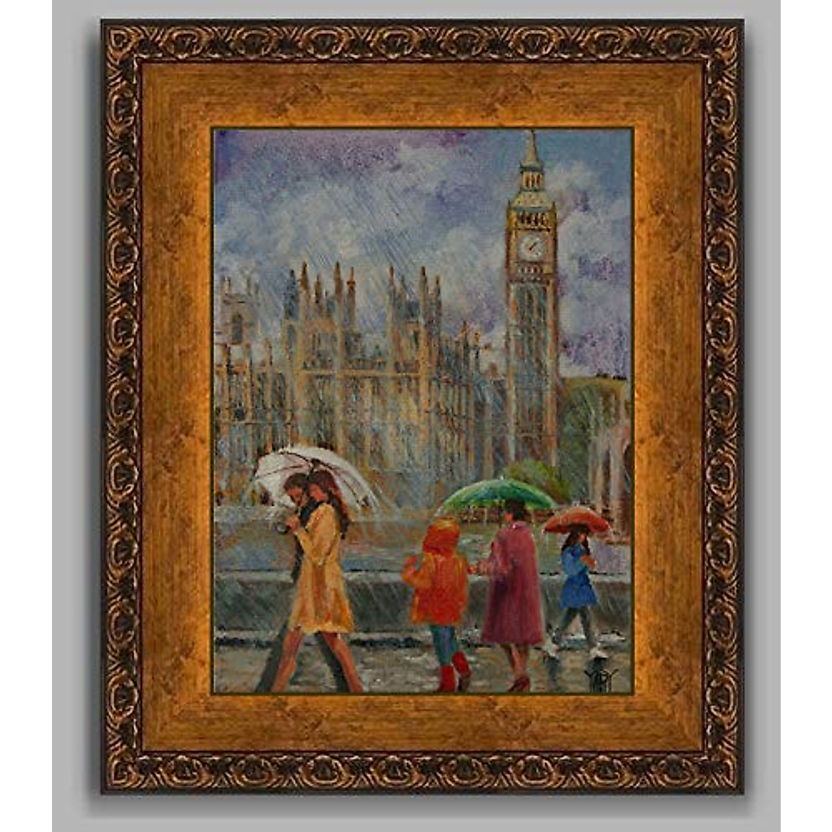 SOLD Thames Promenade, London Rain By Internationally Renown Artist Yary Dluhos