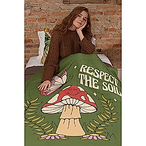 A Mushroom and A Butterfly with The Quote Respect The Soul Throw Blanket Lightweight Soft Plush Fluffy Flannel Blankets for Couch Bed Sofa (XS 30"x40" Inch for Toddler/Puppy)