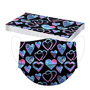 50Pcs Valentines Disposable Masks for Women Valentines Day Adult Disposable Couple Covering Love Valentine's Day Mask