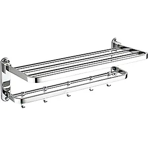 OMOONS Stainless Steel Wall Mounted Bathroom Towel Rack Brushed Towel Shelf Towel Holder Hotel Rail Shelf Storage Holder for The Bathroom