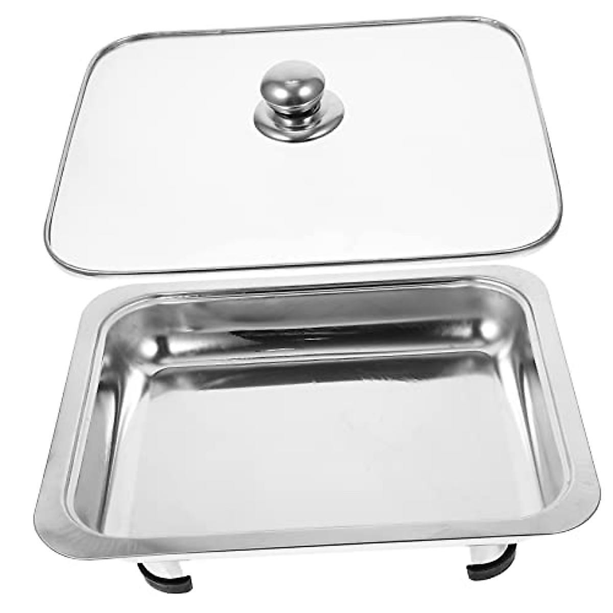 Cabilock 2pcs Steel Buffet Square Tray Salad Servers Square Dinner Plates Grill Serving Platters Chafing Buffet Set Chafing Pans Rectangular Buffet Serving Plate Serving Dish Buffet Pans