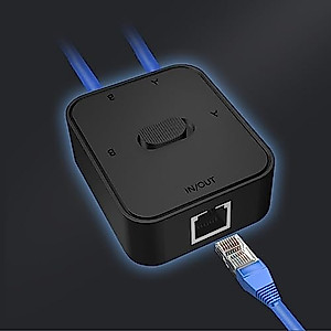 Suckoo 2 Port Category 6 Ethernet Cable RJ45 Network switcher 2 in 1 Out 1 in 2 Out bidirectional Mutual Transfer Manual selector Switch Box Gigabit Compatible Computer Host Router 1 Host at a time