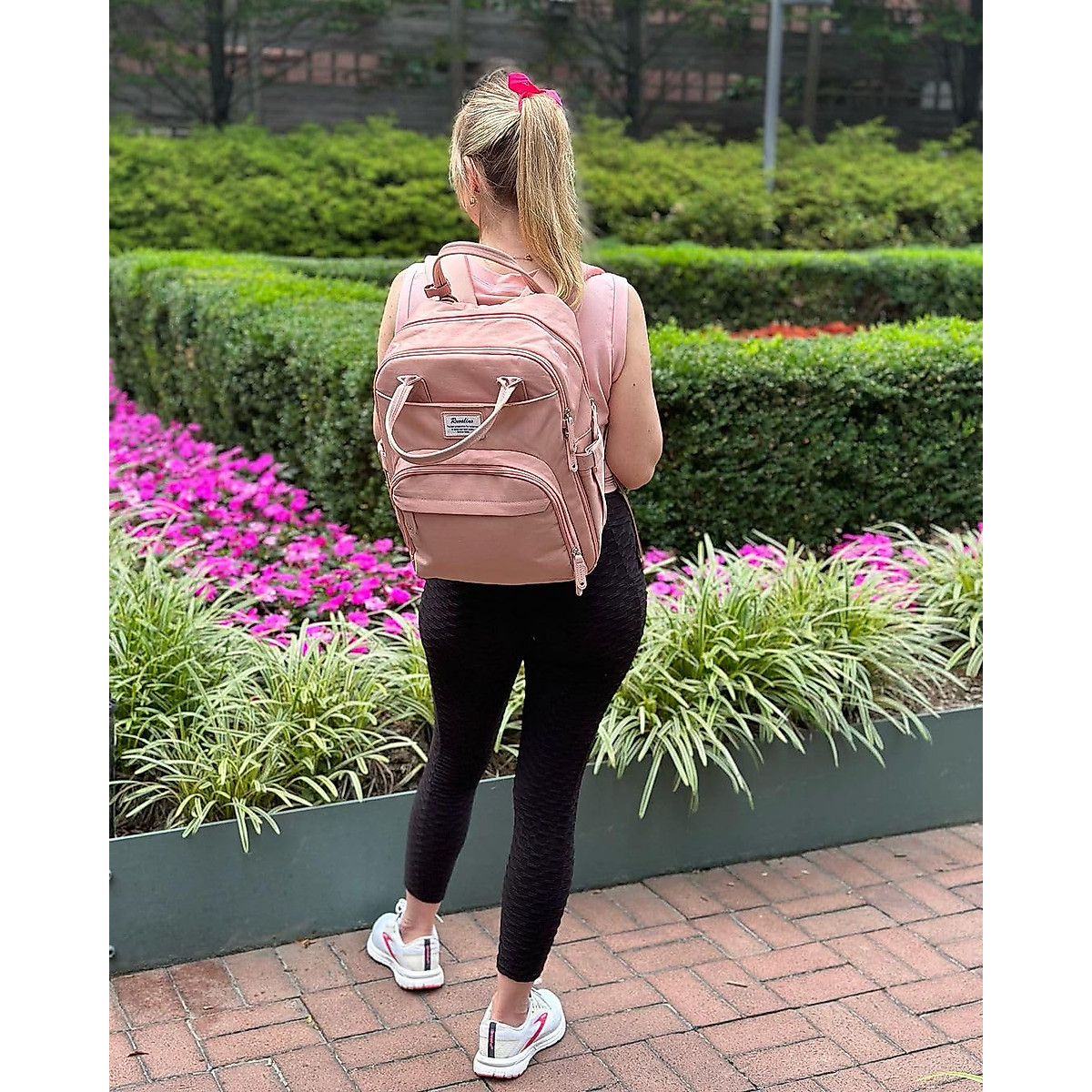 RUVALINO Diaper Bag Backpack, Multifunction Travel Pack Maternity Baby Changing Bags, Large Capacity, Waterproof, Pink