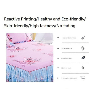 Ruffled Bed Skirt Drop Dust Skirt and Area Rug Soft Fade Resistant Machine Washable Lightweight Breathable Weave Knit Bedding Coverlets Bedspreads Quilt (Color : Dark Blue, Size : 180cmx200cm)