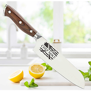 Customizable Stainless Steel Steel Santoku Kitchen Knife with Laser Engraved Cooking Gifts for Him Her Housewarming Gifts Kitchen Knife Gift Set