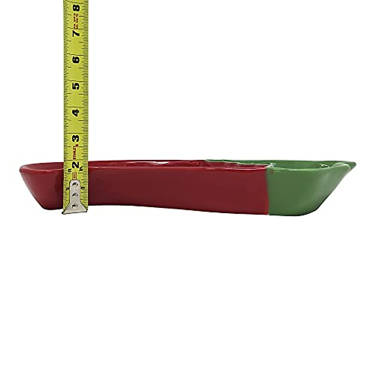 Rae Dunn by Magenta Ceramic Chip and Dip Platter (Salsa/Red/Green, 14" x 7" Jalepeno)