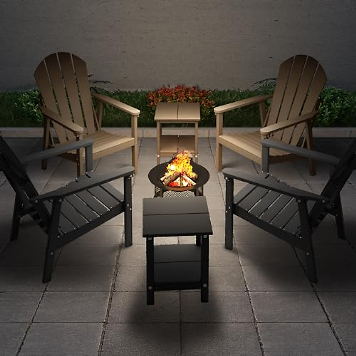 FOLAWO Adirondack Chair Set of 4 HDPE Weather Resistant Outdoor Adirondack Chair Fire Pit Chair for Deck, Garden, Backyard,Lawn
