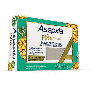 Asepxia Bar Soap, Non-Abrasive Exfoliating Facial Cleanser with Natural Pineapple Enzyme & Agave Extract, Pore Purifying & Brightening Face Wash for Oily Skin, 4 oz.